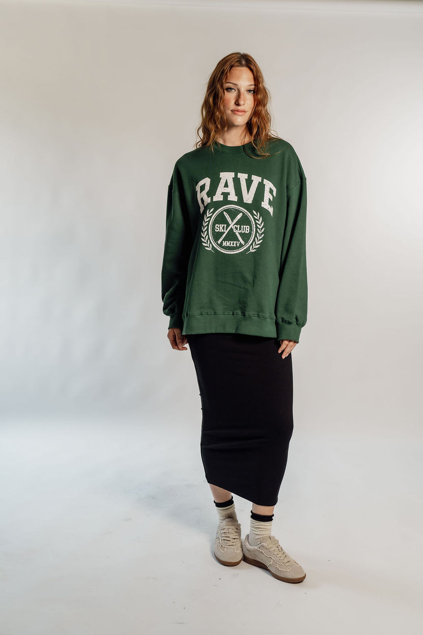 OVERSIZED RAVE - FOREST GREEN CIRCLE LOGO – Rave On Trend